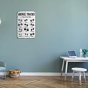 CrazySign Animal Tracks Field Guide Sign Log Cabin Wall Decor, Forest Hunting Decor, Boy Nursery Decor 8 x 12 Inch (211)