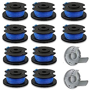 AC14RL3A String Trimmer Replacement Spool Line with 522994001 Cap for Ryobi One+ 24V, 18V, and 40V Cordless Trimmers, 0.065" Autofeed Replacement Spool- (12 Pack)