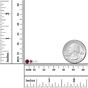 14K Solid White Gold 4mm Round Created Ruby July Birthstone Prong Set Stud Earrings For Women