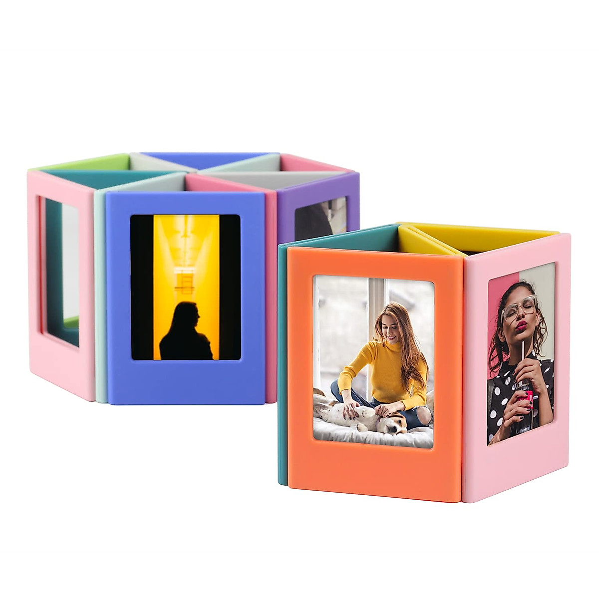 TARASEEL Magnetic Mini Photo Frame with Clear Protective Cover for Polaroid Fujifilm Instax Mini 7s 8 9 11 12 25 50s 70 90 EVO, NONS SL42 SL645 for Office Cabinet Fridge, Pack of 12. (12 Colors)