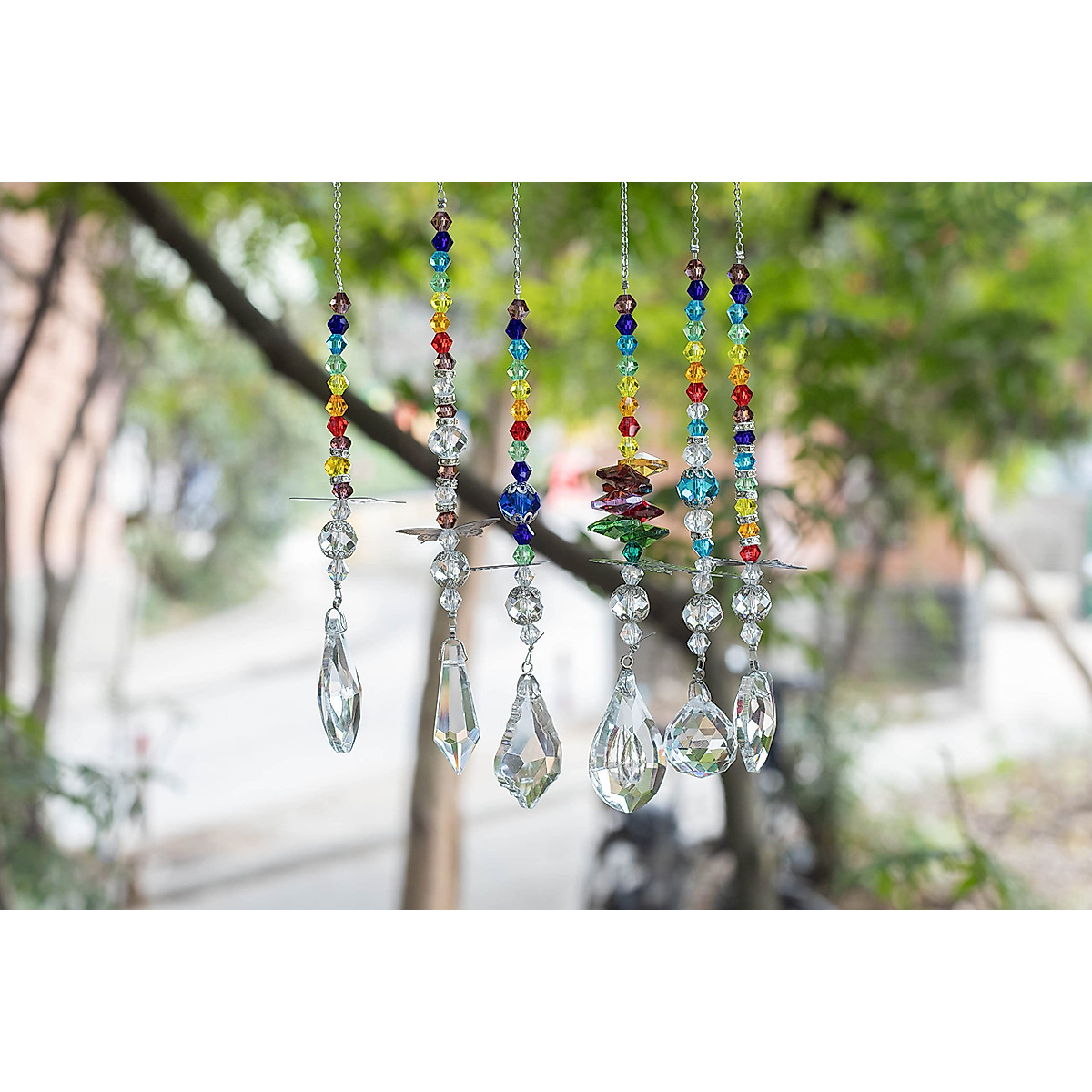 Crystals Ball Prisms Sun Catcher for Window Rainbow Maker with Butterfly Hanging Ornament for Home,Office,Garden Decoration, Pack of 6 Gift for Mother and Friend