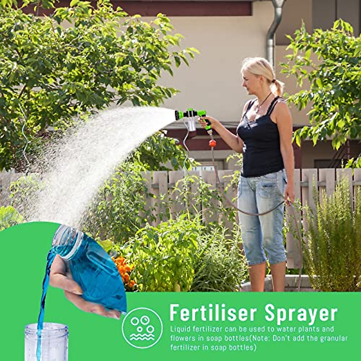 StaiBC Garden Hose Nozzle, High Pressure Water Hose Nozzle Spray Nozzle with 3.5oz Soap Dispenser Bottle Snow Car Wash Foam Gun for Watering Plants, Lawn, Patio, Cleaning, Showering Pet