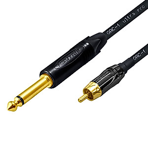 WORLDS BEST CABLES 40 Foot – TS to RCA Cable – Gotham GAC-1 Ultra Pro Low- Capacitance Instrument Cable & Neutrik NP2X-B & Amphenol ACPL-CBK Gold Plugs - CUSTOM MADE