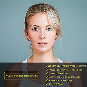 Silk Pillowcase for Hair and Skin,Mulberry Silk Pillow Cases Standard Size,Anti Acne,Cooling,Beauty Sleep,Both Sides Natural Silk Satin Pillow Covers with Hidden Zipper,Gifts for Women Men,White