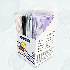 EcoGuard Kids Face Masks Disposable Made in USA, 4 Ply 5 Colored Masks Individually Wrapped Face Mask Breathable Comfortable Disposable Face Masks for Adults Small Face Men Women, 50 Pack