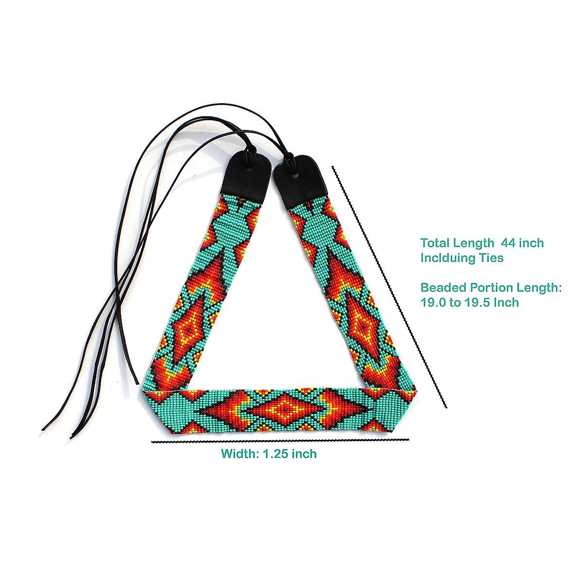 Weavish Beaded Hatband With Cuff Bracelet Native American Style Southwestern Cowboy Rode Handmade Head/Hat Band Collection (Turquoise)