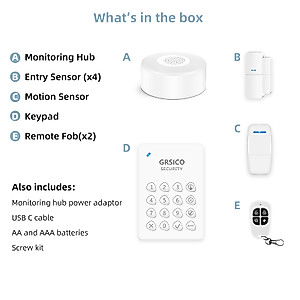 WiFi Alarm System, Smart Home Alarm System Wireless 9 Piece-kit, DIY Alarm System, Door Window Sensor, Motion Sensor, Remote, Keypad, Work with Alexa, for House, Apartment Security by GRSICO 2nd Gen