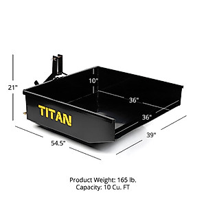 Titan Attachments 3 Point 10 Cu. FT Dump Box Fits Category 1 Tractors, Quick Hitch Compatible, Rear Transport Self-Dumping Hopper, Utility Carry-All Box for Material Handling