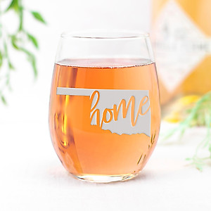 Oklahoma State Stemless Wine Glass - Oklahoma Gift, Oklahoma Wine Glass, Oklahoma Fan Gift