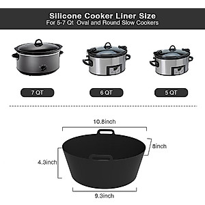 ChefAid Slow Cooker Liners Crock Pot Insert Accessories for 5 6 7 Quart Slow Cookers, 100% Silicone Reusable Liner, Food Safe & Dishwasher Safe (Black)