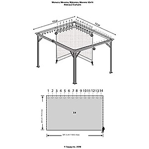 Sojag Accessories Set of 4 10' x 14' Curtains for Monaco/Messina/Mykonos Outdoor Gazebo Models - Grey