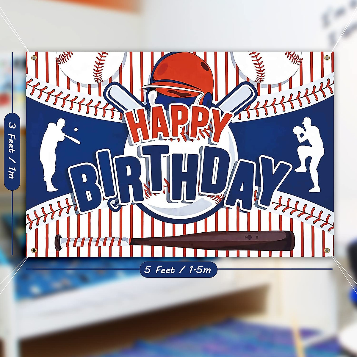 Baseball Birthday Banner Backdrop Baseball Party Decorations Sport Themed Birthday Backdrop for Boys Kids Teens for Holiday Birthday Party Favor Decor Photo Background