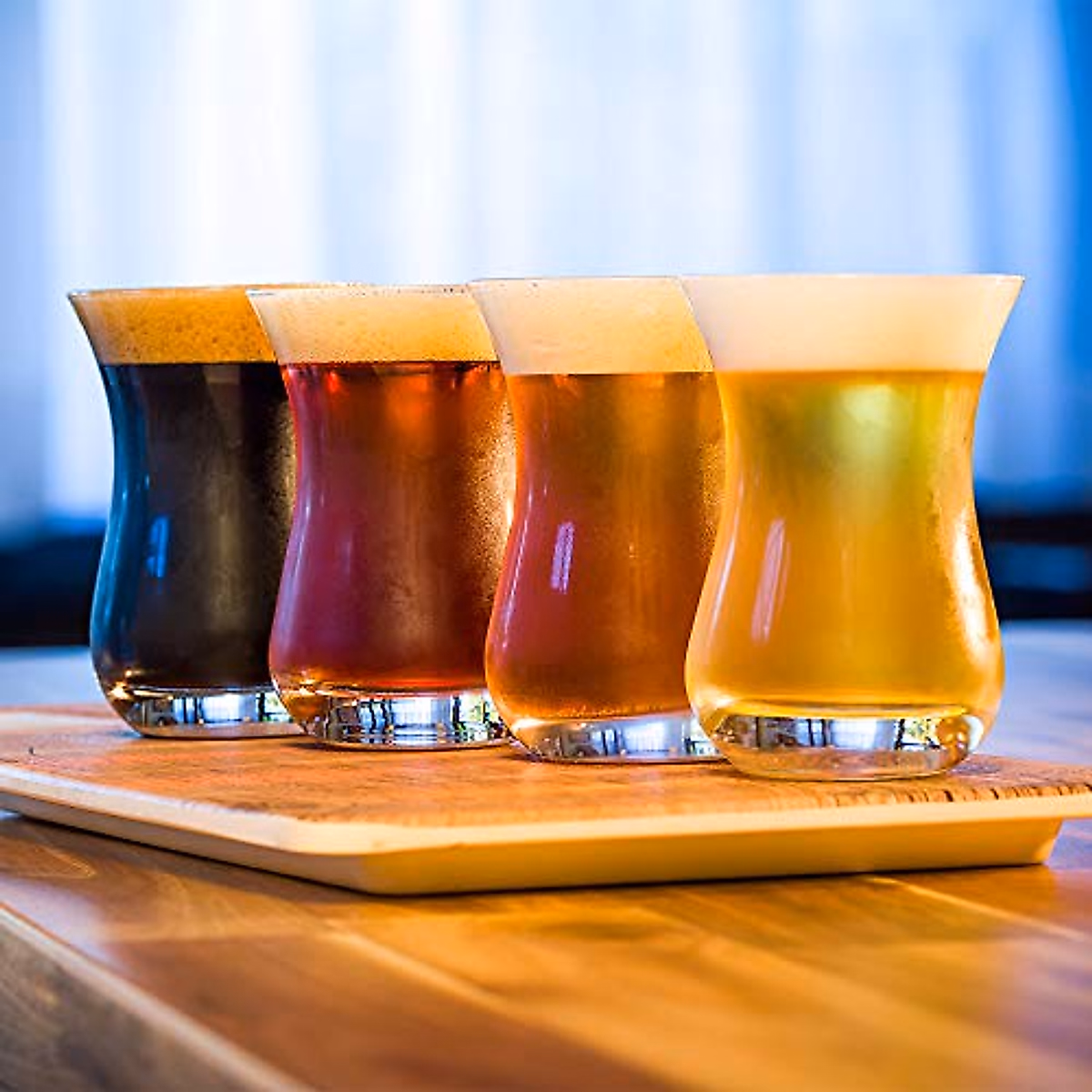 Restaurantware 5 Ounce Beer Tasting Glasses Set Of 6 Wide Rim Beer Flight Glasses - Fine-Blown Tempered Rim Heavy Base Dishwasher-Safe Clear Glass Mini Beer Glasses For Beers Ales or Samples