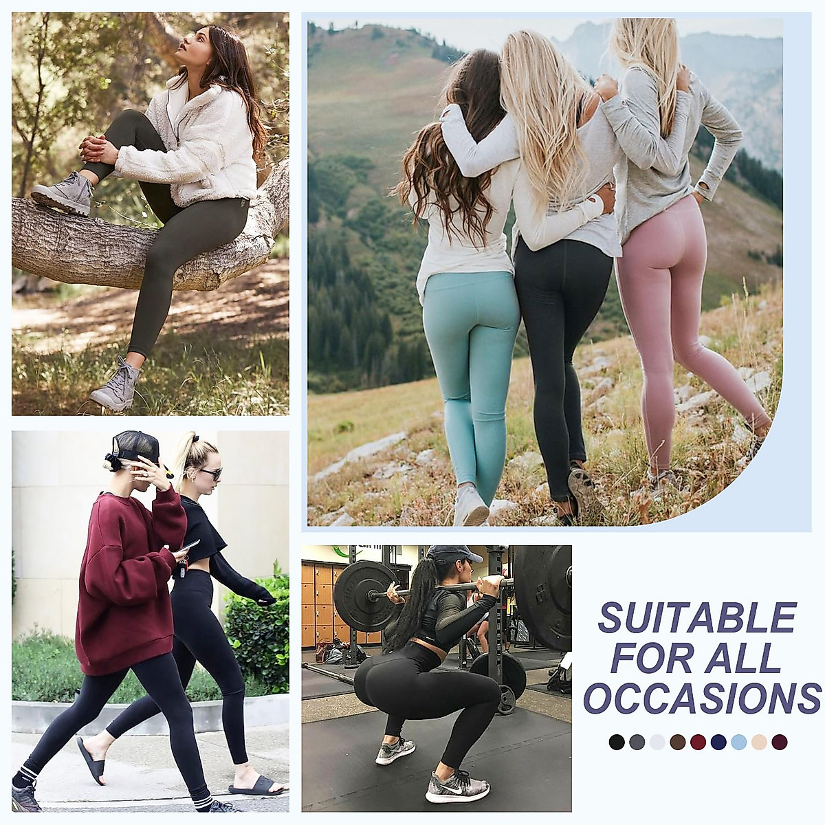 FULLSOFT 4 Pack Leggings with Pockets for Women,Soft High Waisted Tummy Control Workout Yoga Pants(4 Pack Black,Small-Medium)