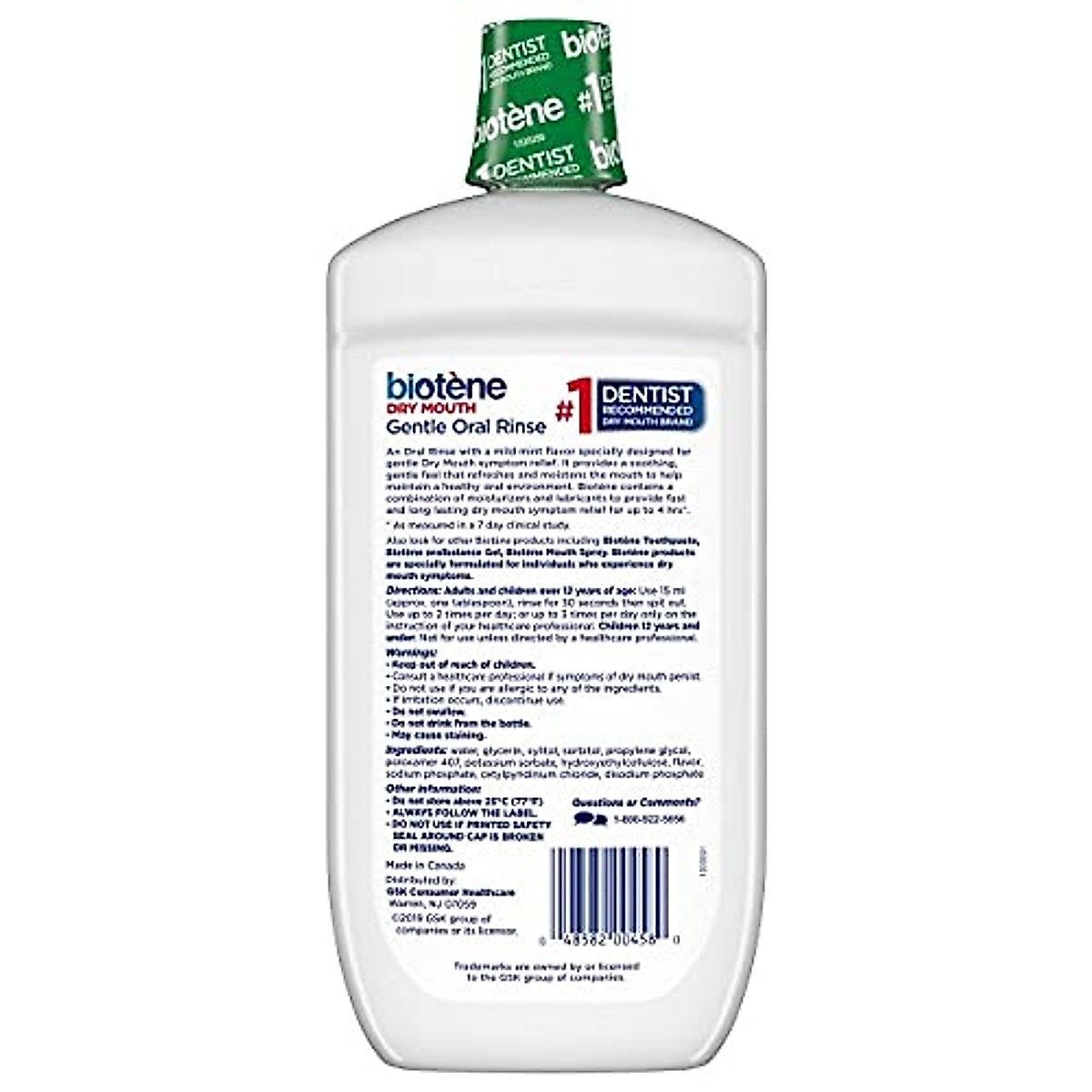 Biotene Dry Mouth Gentle Oral Rinse, Mild Mint, 33.8 fl oz (Pack of 2)