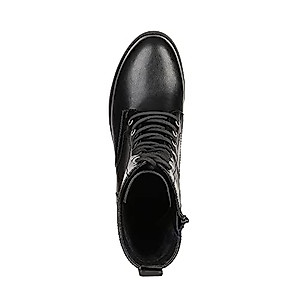 DREAM PAIRS Women's Mid-Top Combat Boot, Black Pu, 10