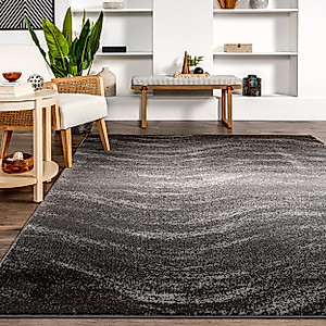 nuLOOM 2' x 12' Performance Indoor Area Rug, Non-Shed, Power Loomed High-Traffic Area Rug for Living Room, Bedroom, Home, Julene Charcoal