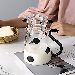 RockTrend Cartoon Cow Clear Glass Bedside Night Water Carafe Set with Tumbler, Pitcher And Cup Night Set
