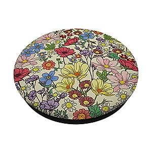 Cute Simple Wildflowers Pattern Design Floral on Beige PopSockets Swappable PopGrip