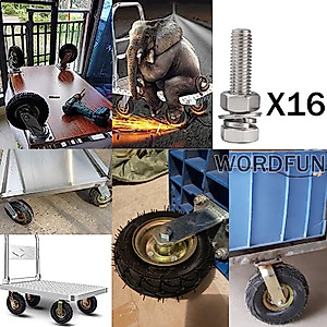 Swivel Caster Wheel Fixed Heavy Duty Industrial Caster Steel Plate Rubber Wheel, 6/8/10 in, with Ball Bearings, for Hand Truck/Trolley/Garden Utility Wagon Cart