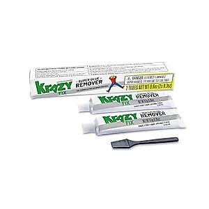 Krazy Fix Super Glue Remover, Gel Formula for Maximum Control, Removes Hardened Glue from All Surfaces (2 x 0.3 oz Tubes)