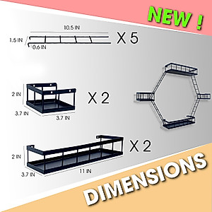 BUNNYBOO Black Metal Mini Fire Escape Wall Shelf Display with Basket for Books, Figurines, Plants, Action Figures Staircase & Ladder Design, Fire Escape Bookshelf, City Stair Shelf (Style 1)