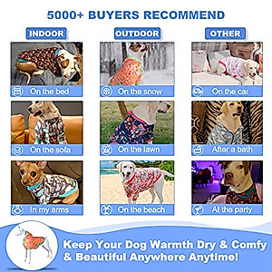 LovinPet Hoodies for Large Male Dogs: Soft Flannel Warm Dog Pajamas, Skin-Friendly Fabric Floralish Blooms Field Luminous Prints Dog Clothing for Autumn Winter Using,XL