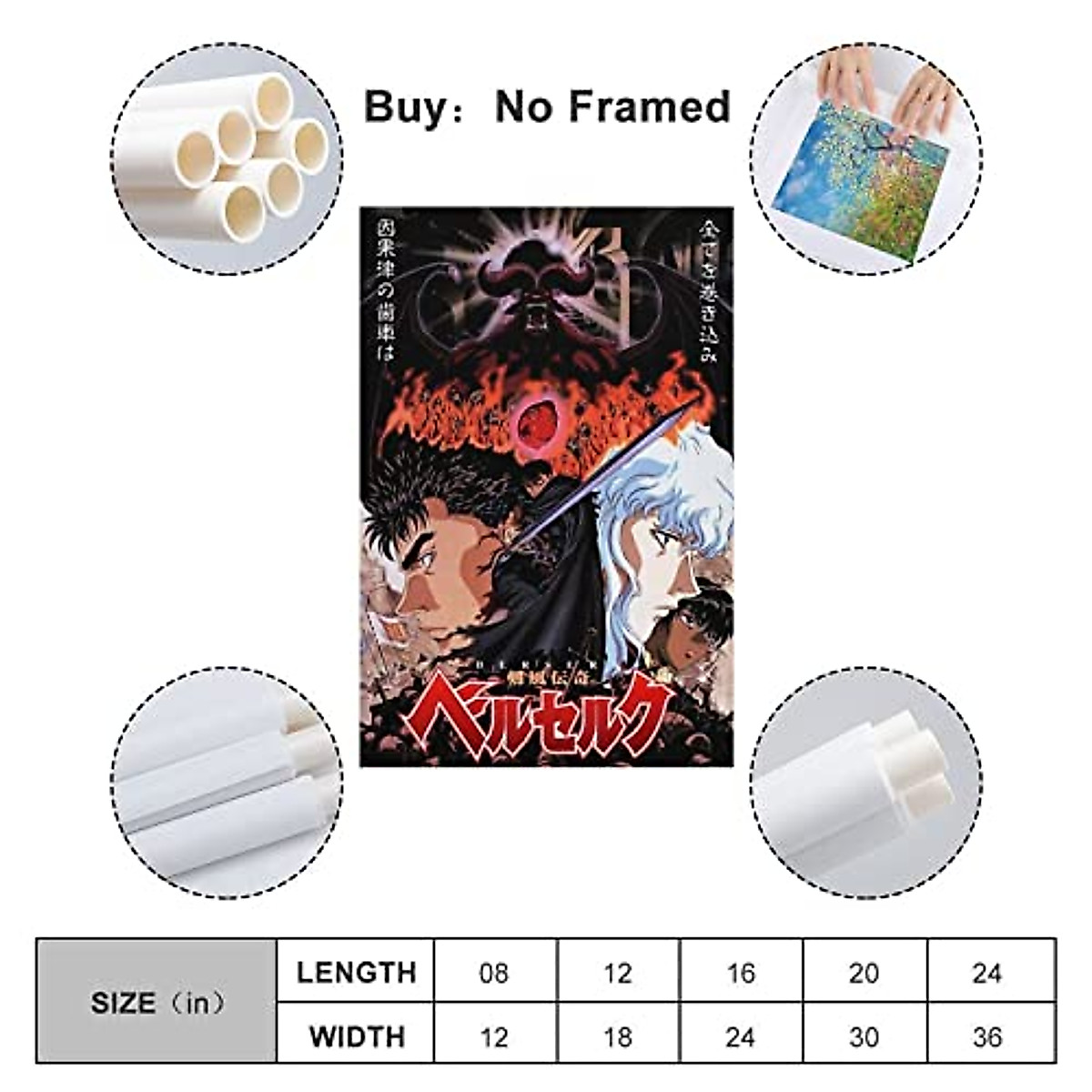 LIUBO Berserk Anime Poster For Room Aesthetic Poster Canvas Wall Art Room Aesthetic Posters 12x18inch(30x45cm)