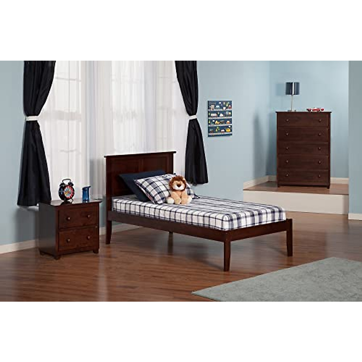 Atlantic Furniture Madison Platform Bed with Open Foot Board, Twin XL, Walnut (AR8611004)