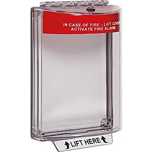 Safety Technology International, Inc. STI-13010FR Universal Stopper®, Flush Mount and Fire label, Indoor/Outdoor Protective Polycarbonate Cover for Pull Stations or Call Points, Red