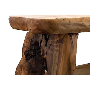 TJ Global Natural Edge Cedar Wood Tree Stump Indoor/Outdoor Stool, Garden Bench, Night Stand, End Table, Plant Stand - L20 x W11 x H17