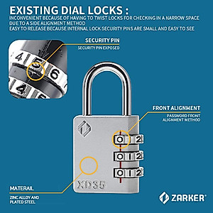 Zarker XD35 Combination Lock, 3-Digit Padlock for School Gym Sports LockerLock, Fence, Toolbox, Case, Hasp Storage (1-Pack, Emerald)