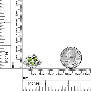 Gem Stone King 925 Sterling Silver Green Peridot Ring For Women (1.87 Cttw, Oval 6X4MM, Gemstone August Birthstone, Available In Size 5, 6, 7, 8, 9)