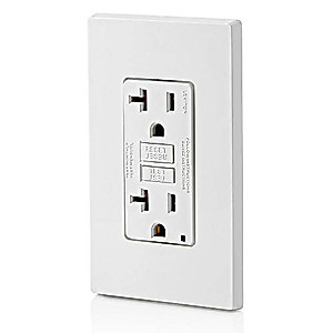 Leviton GFCI Outlet, 20 Amp, Self Test, Non Tamper-Resistant with LED Indicator Light, Protection from Electric Shock and Electrocution, GFNT2-W, White