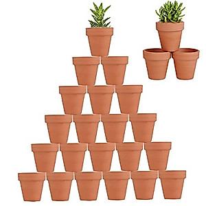 24pcs Small Mini Clay Pots, 2.5'' Terracotta Pot Clay Ceramic Pottery Planter, Cactus Flower Terra Cotta Pots, Succulents Nursery Pots, with Drainage Hole, for Indoor/Outdoor Plants, Crafts,Wedding