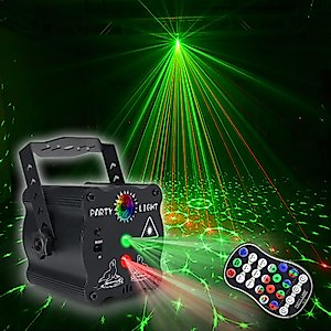Party Lights, RGB DJ Disco Stage Projection Light with Remote Control/Sound Activated, Mini Portable Strobe Light LED Indoor DJ Lights for Christmas Halloween Decorations Karaoke KTV Bar