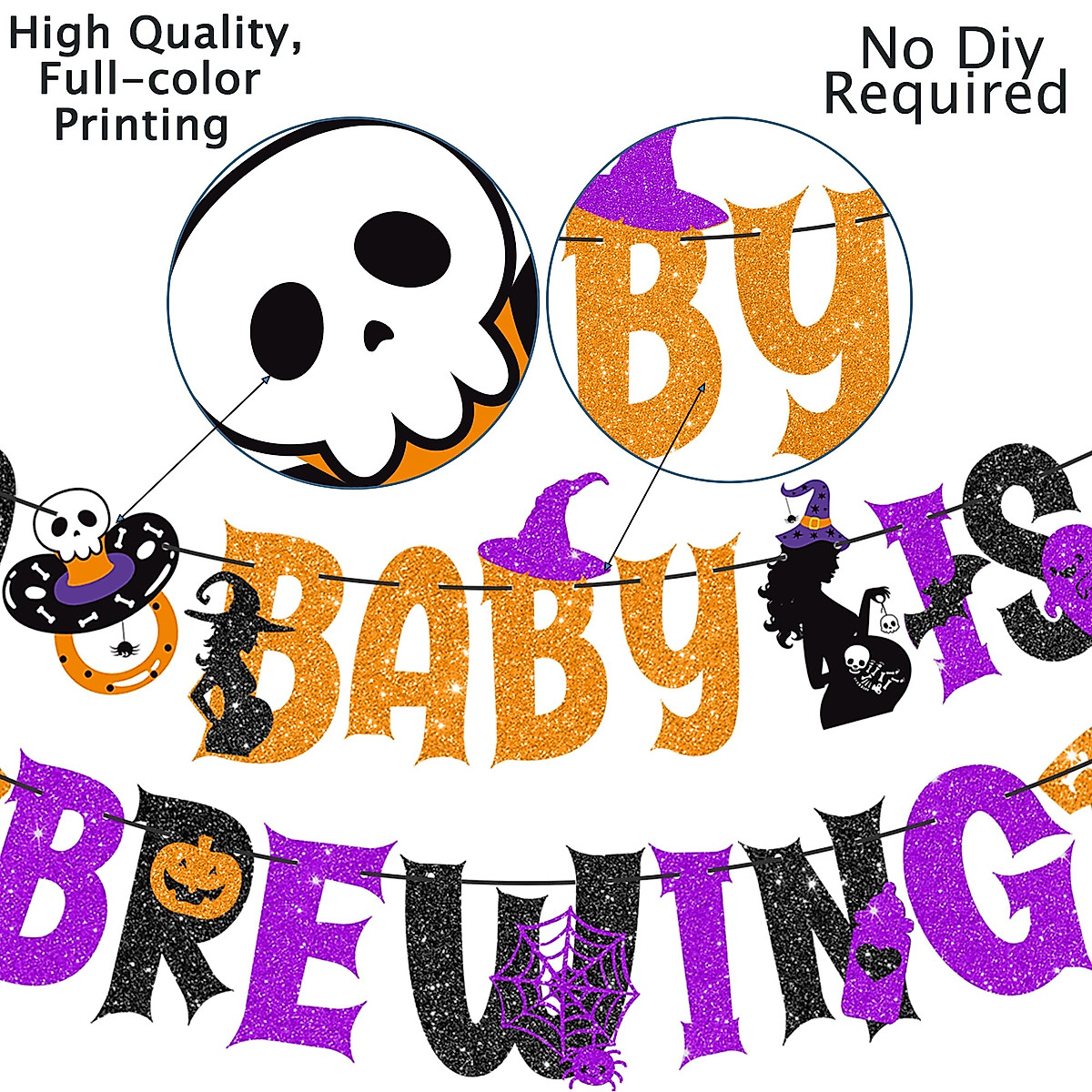 A Baby is Brewing Halloween Banners 3Pcs Halloween Baby Shower Party Decorations Halloween Baby Brewing Banners A Little Boo Baby Shower Decorations for Pregnant Gender Reveal Party Supplies