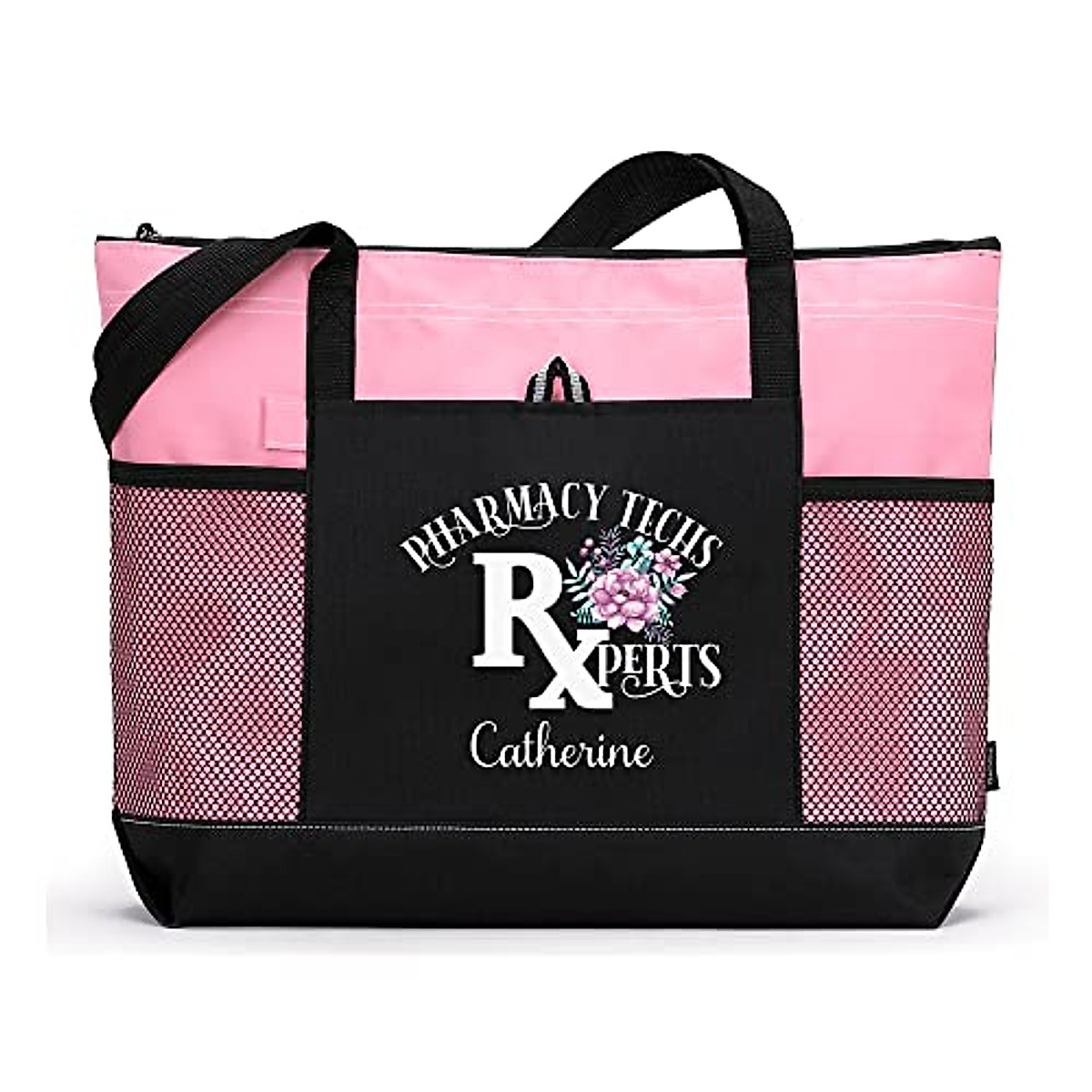 Pharmacy Techs Rxperts Personalized Printed Tote Bag with Mesh Pockets