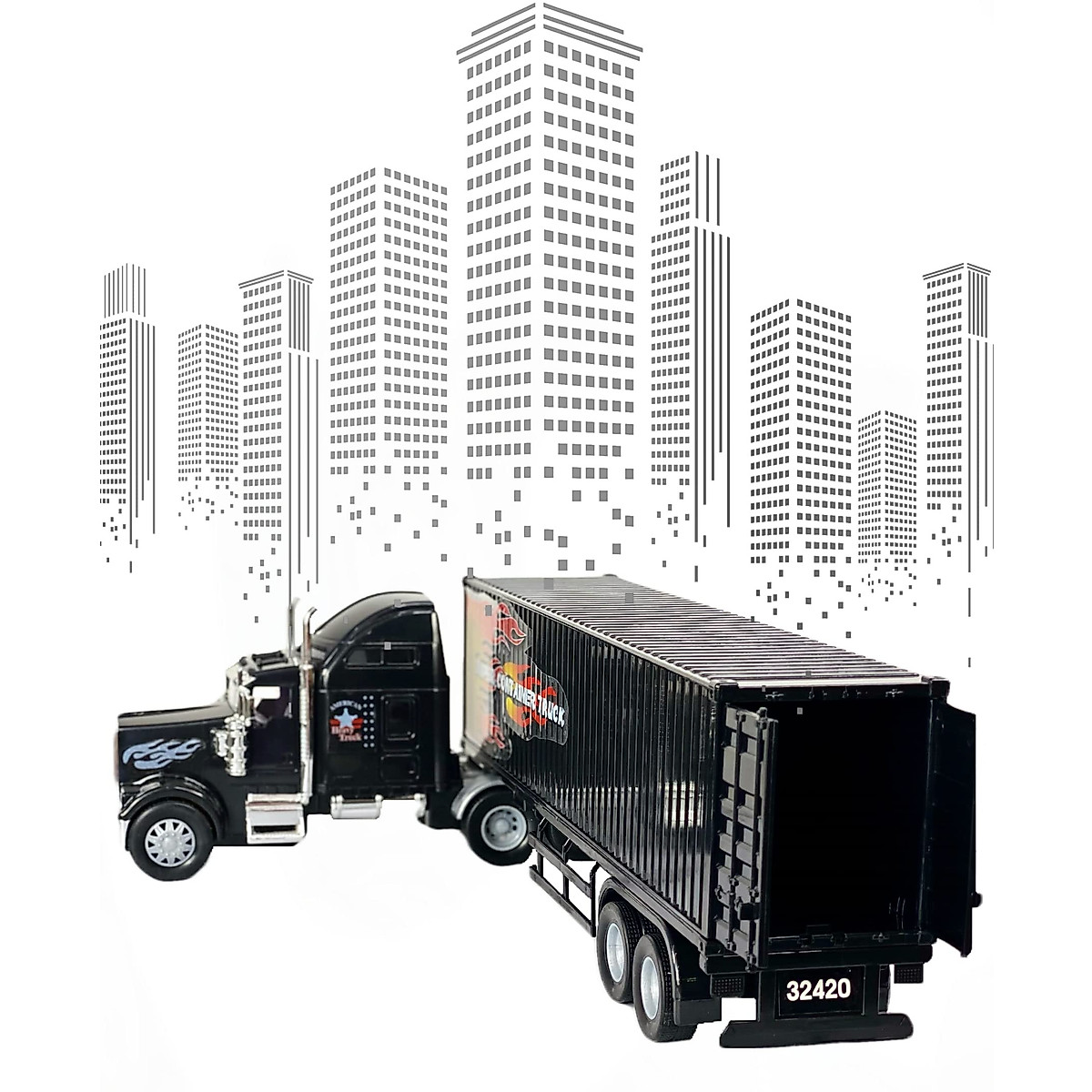 Big-Daddy Heavy Duty Tractor Trailer Cargo Transporter with Remote-Controlled Cargo Hold