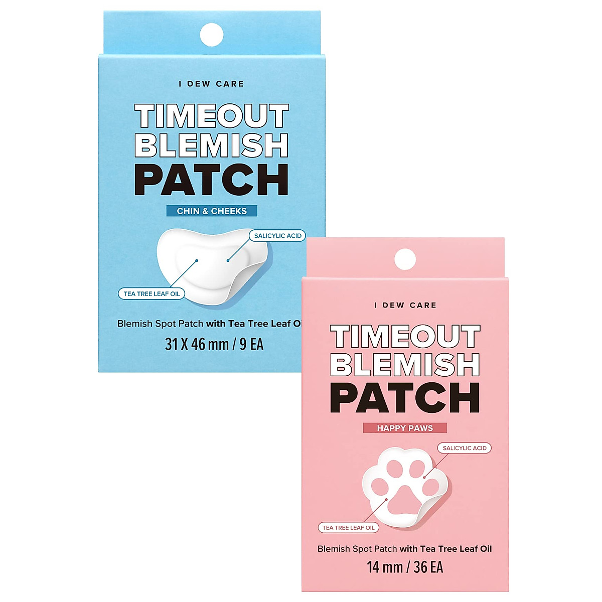 I DEW CARE Hydrocolloid Acne Pimple Patch - Timeout Blemish Chin & Chicks + Timeout Blemish Happy Paws Bundle