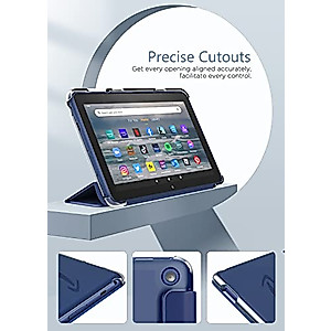 MoKo Case Fits Amazon All-New Kindle Fire 7 Tablet (2022 Release-12th Gen) Latest Model 7", PU Leather Trifold Stand Cover with Translucent Frosted Backshell with Auto Wake/Sleep, Indigo