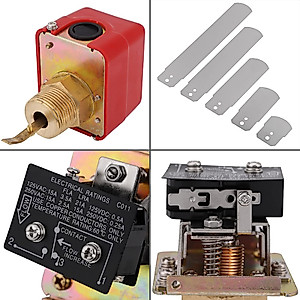 Water Paddle Flow Control Switch, AC250V 10Bar BrassLiquid Water Sensor Controller NPT Thread Connection Automatic Paddle Type Flow Switch Red 1pc