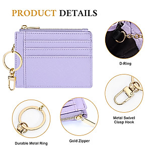 Sodsay Card Case Slim Front Pocket Wallet for Women Credit Card Holder with Keychain(CH Light Purple)