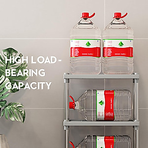 LEAIJIAFY 4 Tier Gray Plastic and Metal Standing Shelf Units, Durable Storage Shelves Rack Open Shelving for Pantry Kitchen Bathroom,13MM Steel Tubes