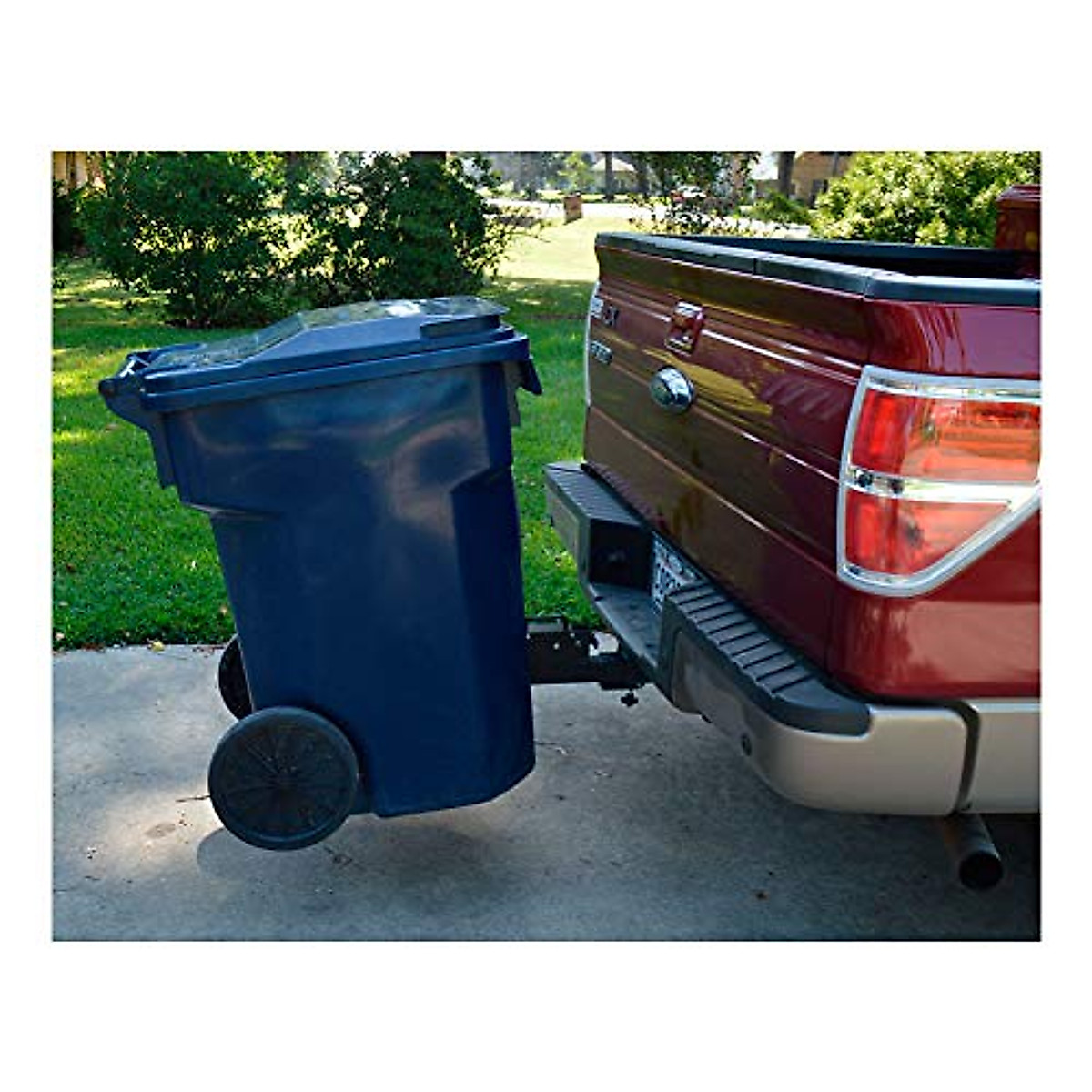 GREAT DAY Tote Caddy Trash Can Transporter - Fits Truck/Auto/Golf Cart/ATV With 2in Hitch Receiver - 200 lbs Weight Capacity - Black Powder-Coated Finish, TC5000