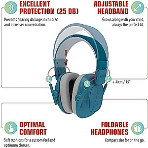Alpine Muffy Kids - Noise Cancelling Headphones for Kids - CE & ANSI Certified - 25dB - Sensory & Concentration Aid - Blue