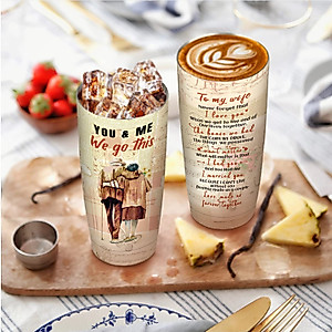 Oigemit Gifts for Wife, Birthday Gifts for Wife,Mothers Day Gift for Wife From Husband Romantic,Gifts for Her for Anniversary Valentine Wedding Day, To My Wife 20oz Insulated Tumbler With Keychain