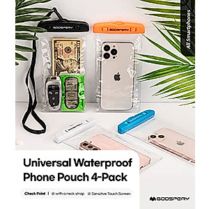 GOOSPERY [4-Pack] Universal Waterproof Phone Pouch, Underwater Cellphone Dry Case Beach Bag Compatible with iPhone 14 13 12 11 Pro Max Mini Xs XR, Galaxy S23 S22 S21 S20 Ultra Note20 up to 6.8"