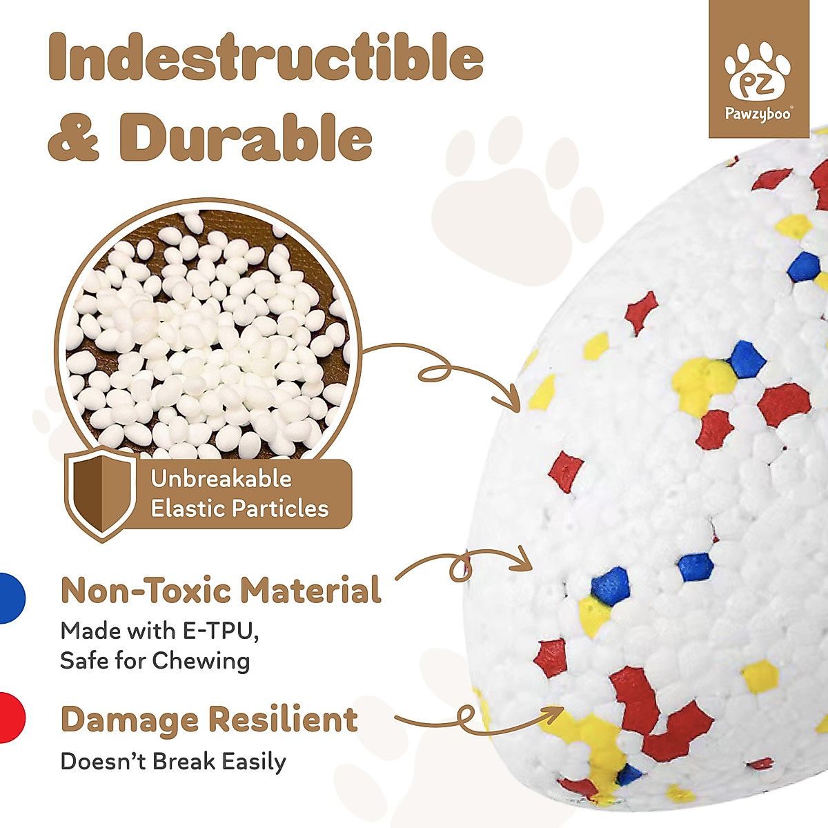 Pawzyboo Indestructible Dog Ball, Durable Dog Balls Aggressive Chewers to Fetch, Football Toy for Dogs, Tough Large Dog Balls, Dog Chew Balls, Virtually Indestructible Floating