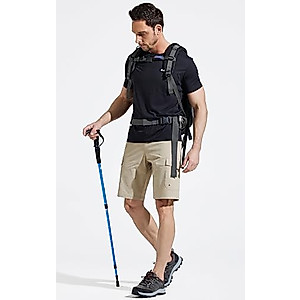 MASKERT Men's Hiking Cargo Shorts, Lightweight Quick Dry Shorts Travel Fishing Golf Stretch Tactical Shorts, Khaki S